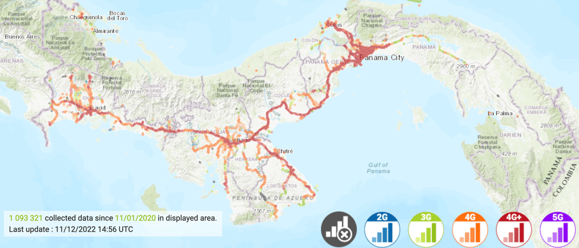 Internet coverage in Panama per mobile provider